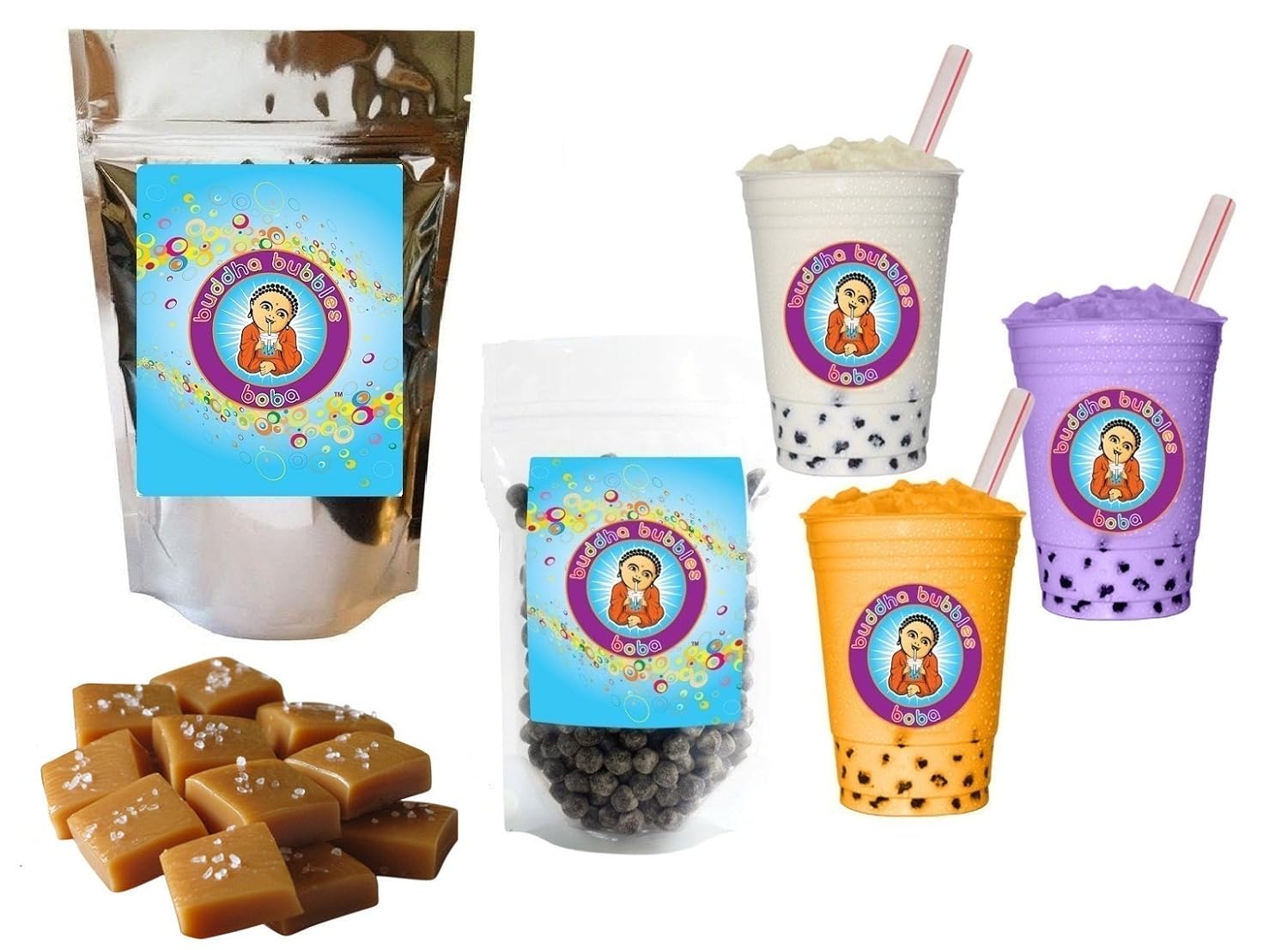10+ Drinks Caramel Boba Tea Kit: Tea Powder, Tapioca Pearls & Straws By ...