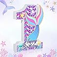 Amazon.com: Mermaid Number 1 Table Sign 3D Mermaid 1st birthday Party ...