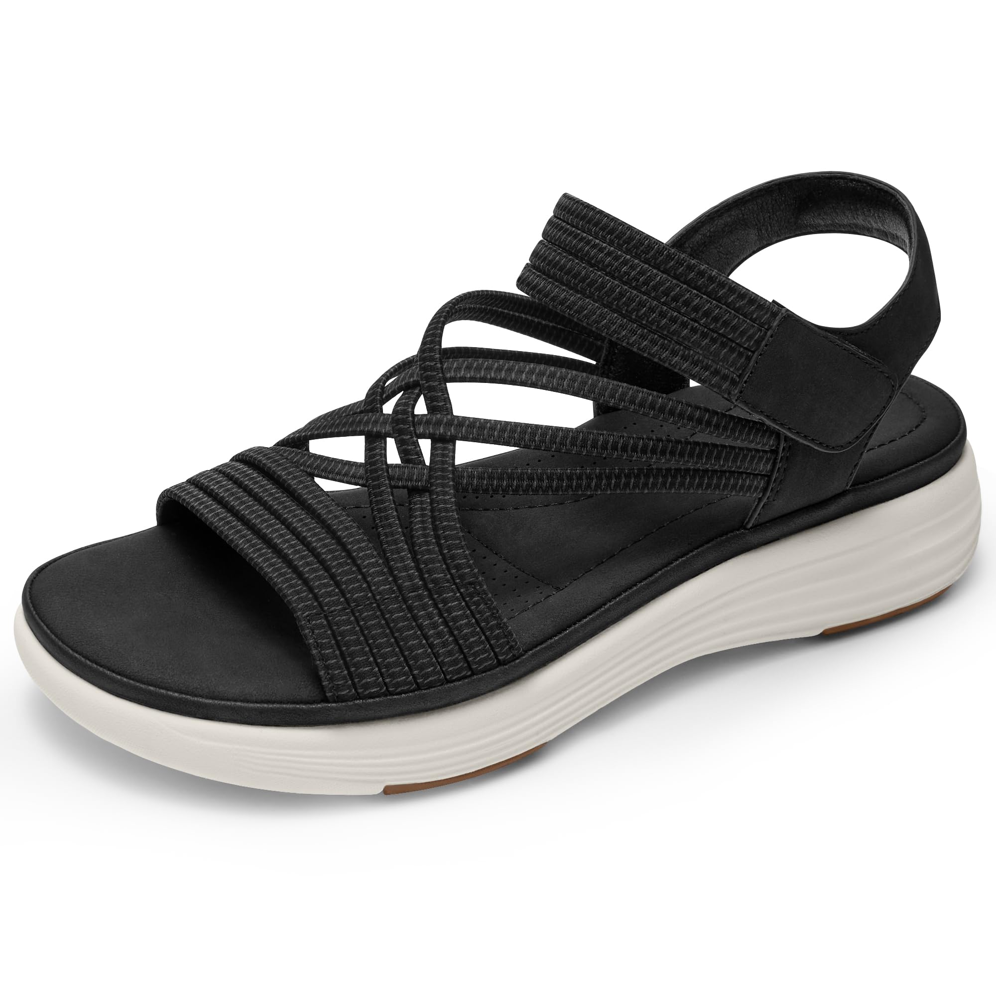 Vilanva Women's Comfortable Walking Sandals with Elastic Strap ...