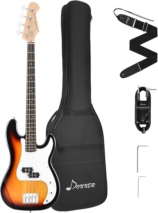 Donner DPB-510S Full-Size Full Size 4 String Electric Bass Guitar ...