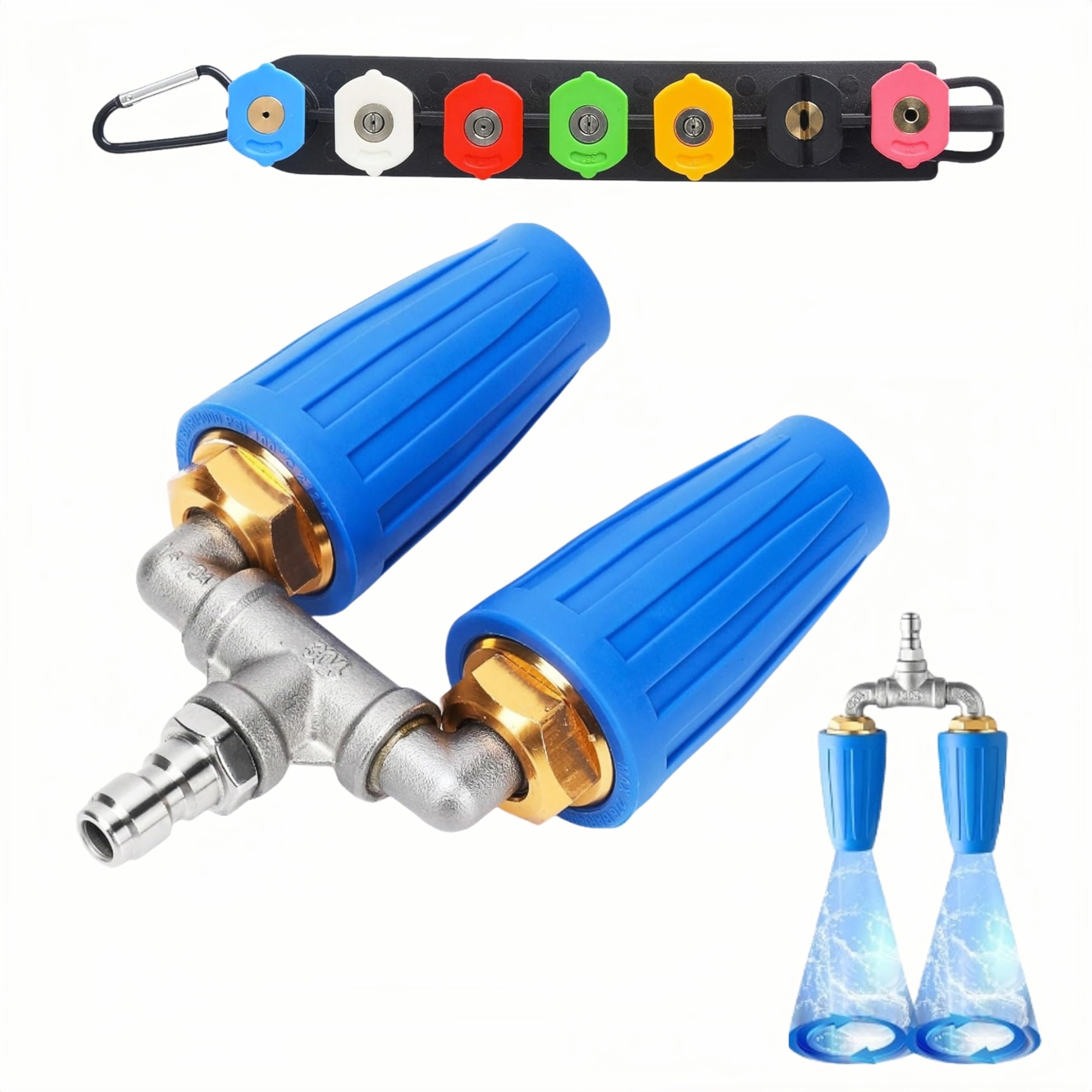 Dual Turbo Nozzle Pressure Washer, 360°Rotating Turbo Nozzle with 1/4 ...