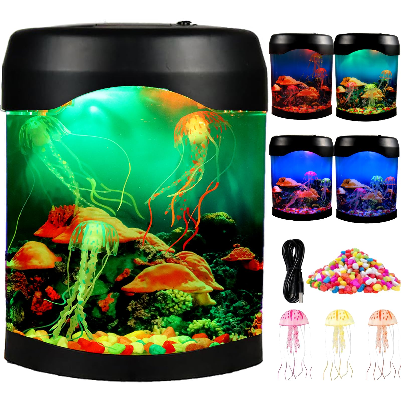 Jellyfish Lamp,LED Jellyfish Lava Lamp Aquarium Lifelike Desk Mood ...