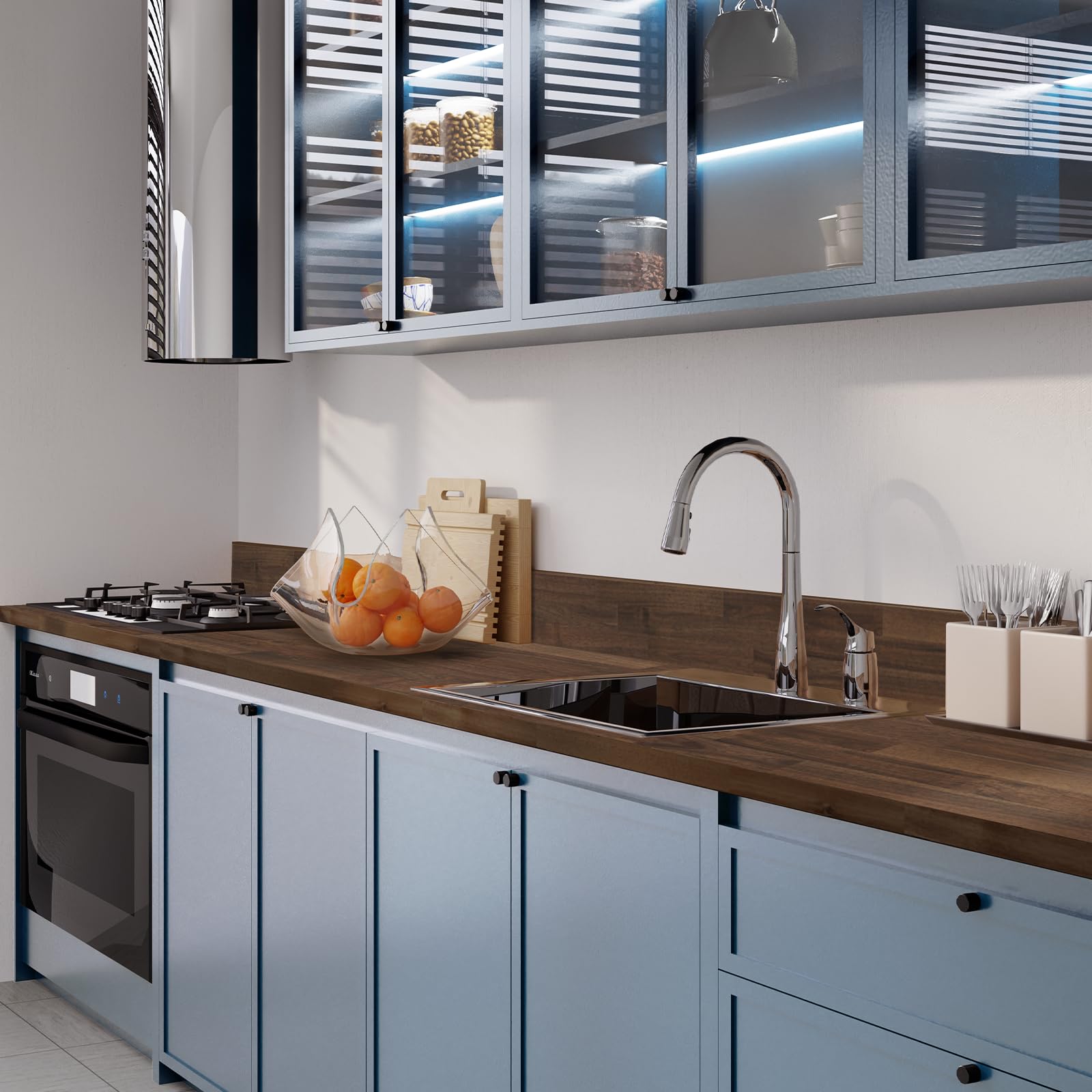 Howizz 4ft L X 25in Dark Walnut Stained Acacia Butcher Block Countertop ...