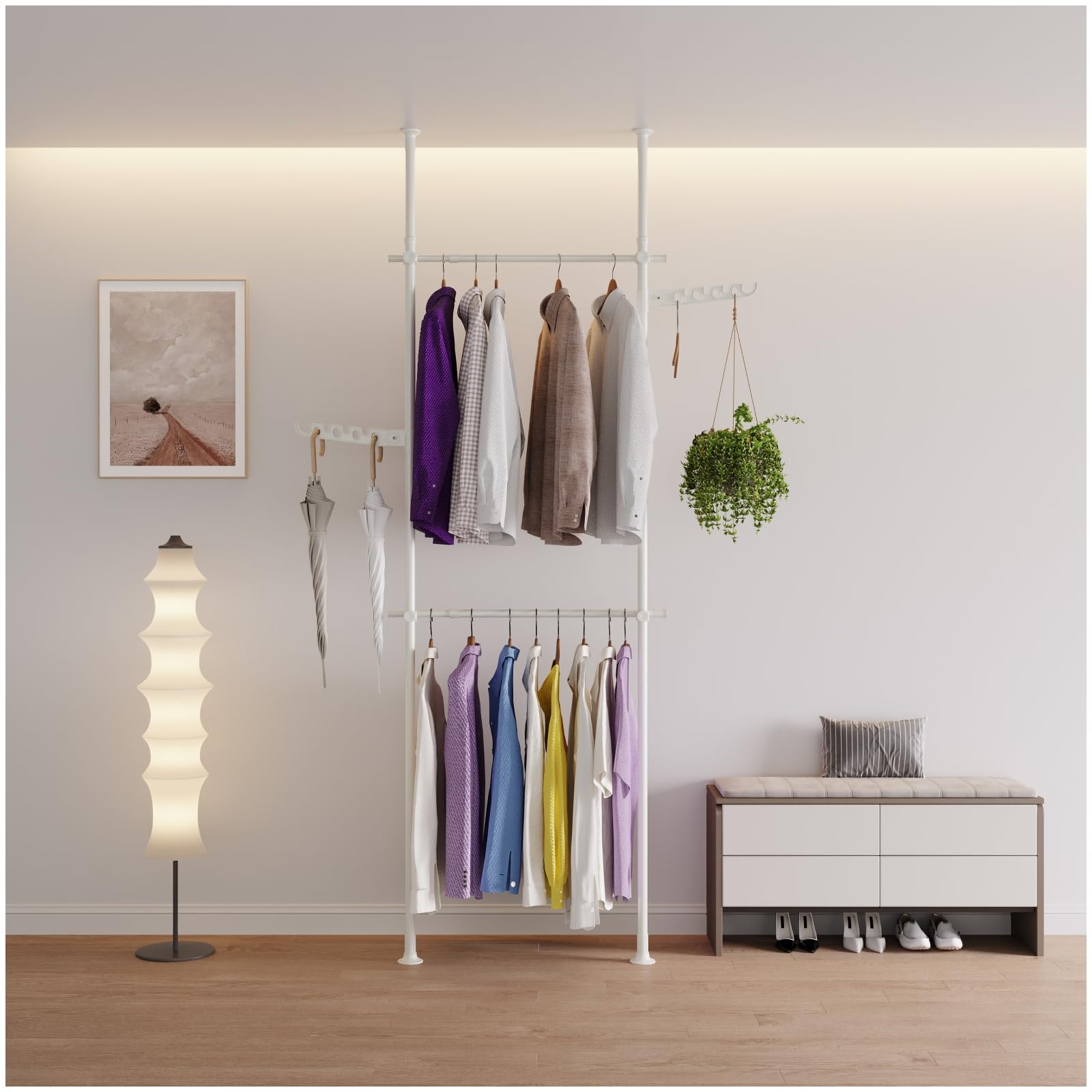 DYN Ptah Floor to Ceiling Adjustble Garment Rack, Heavy Duty Double 4 ...