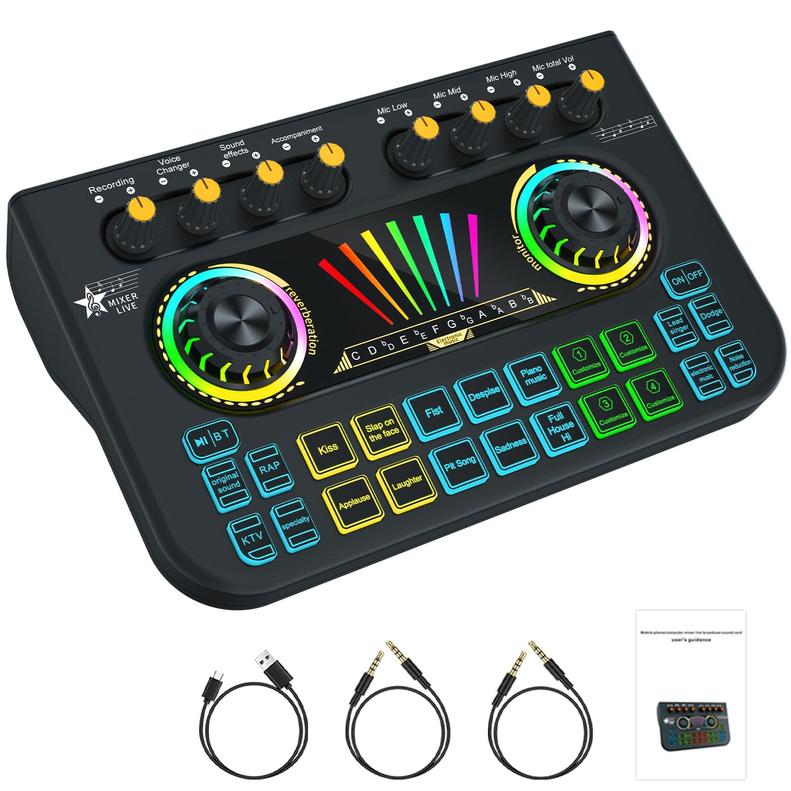 Gaming Audio Mixer, tenlamp X3 Streaming Mixer with Audio Interface BT ...