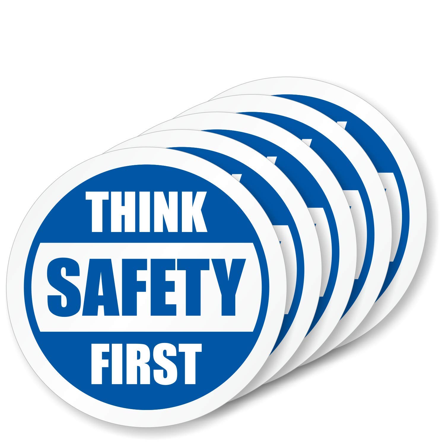 SmartSign Think Safety First Pack of 5 Hard Hat Labels | Retro ...