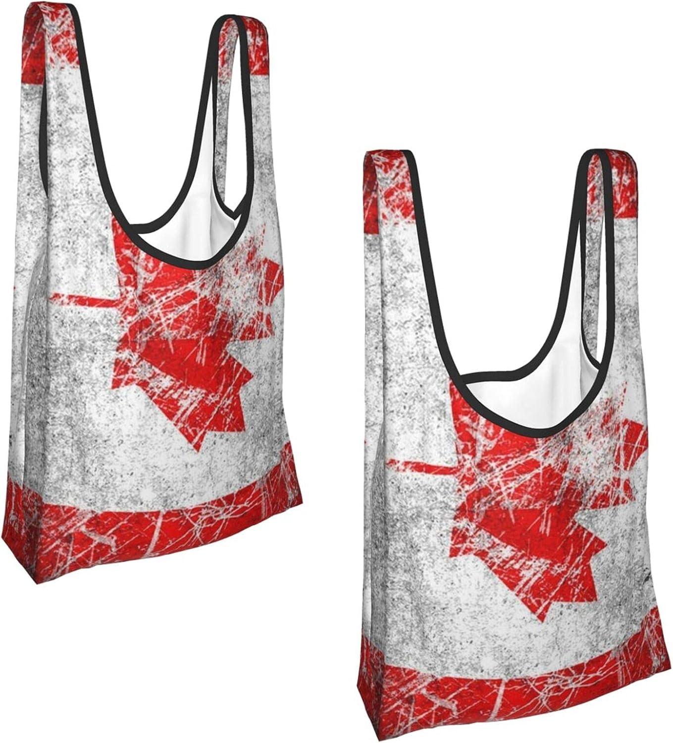 Retro Canada Flag Grocery Bags Reusable, Eco-Friendly, 2 Pack: Amazon ...