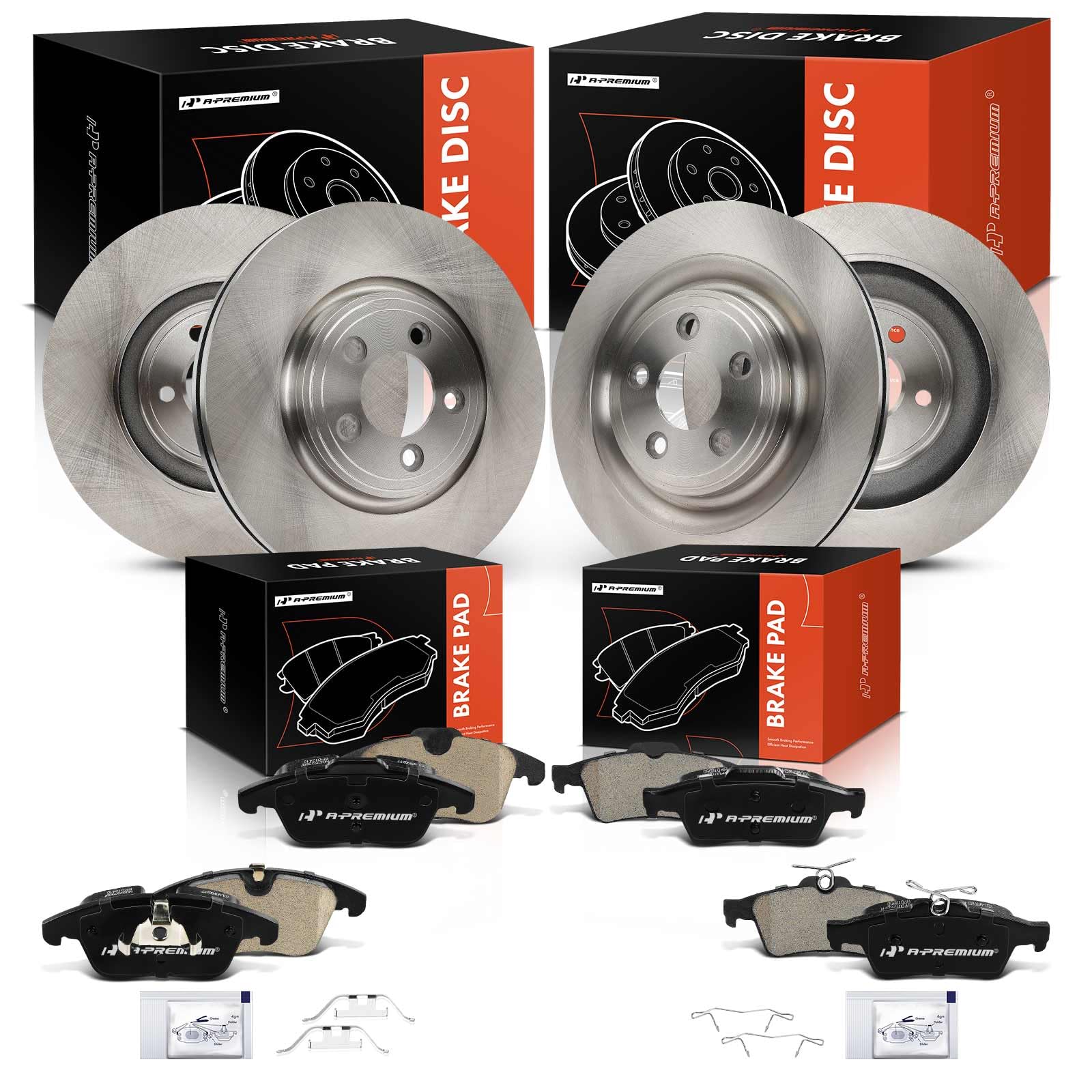 A-Premium Front and Rear Vented Disc Brake Rotors + Ceramic Pads Kit ...
