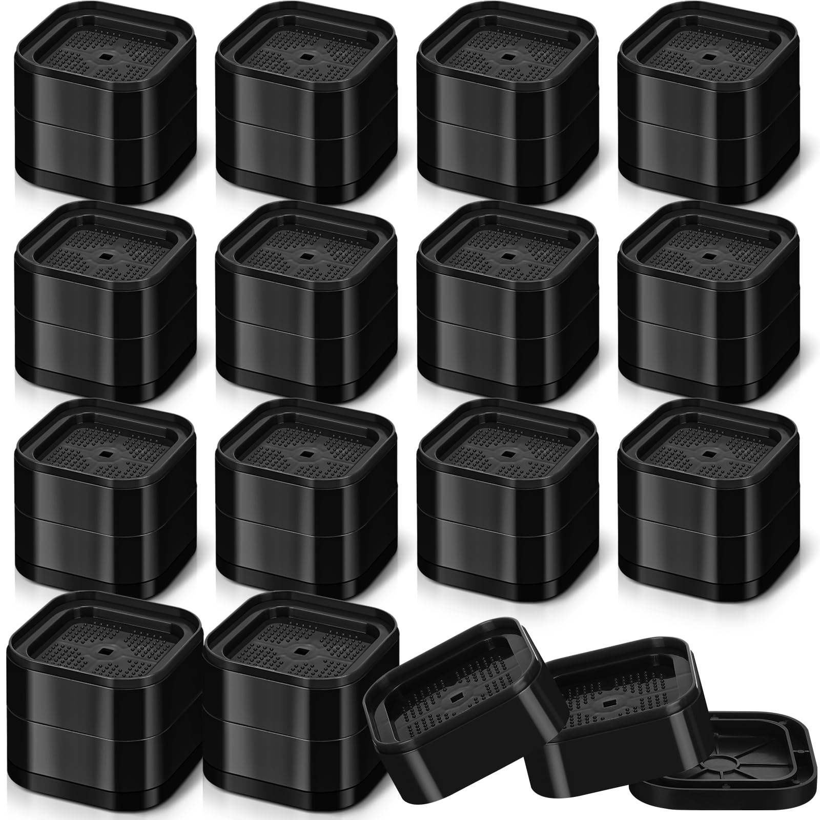 Ecally 16 Pack Adjustable Bed Furniture Risers Square Heavy Duty ...