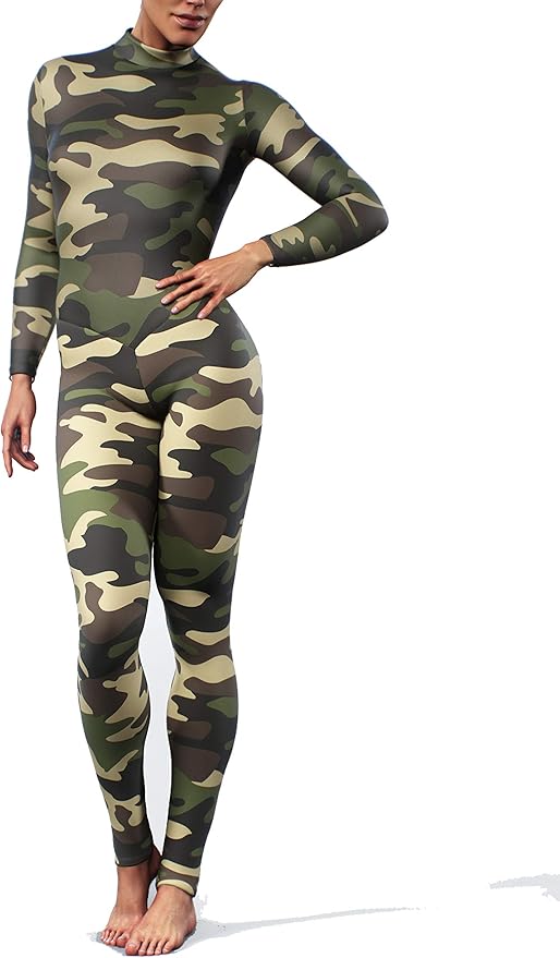 Booty Sculpted Camo Military Bodysuit | Women Full Jumpsuit Hidden ...