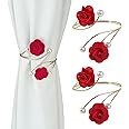 Amazon.com: 2 Pack Curtain Tiebacks,Red Rose with Pearls Curtain ...