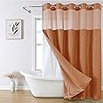 Amazon.com: eachope no hook shower curtain and liner set，Boho Style with See Through Top Window ...