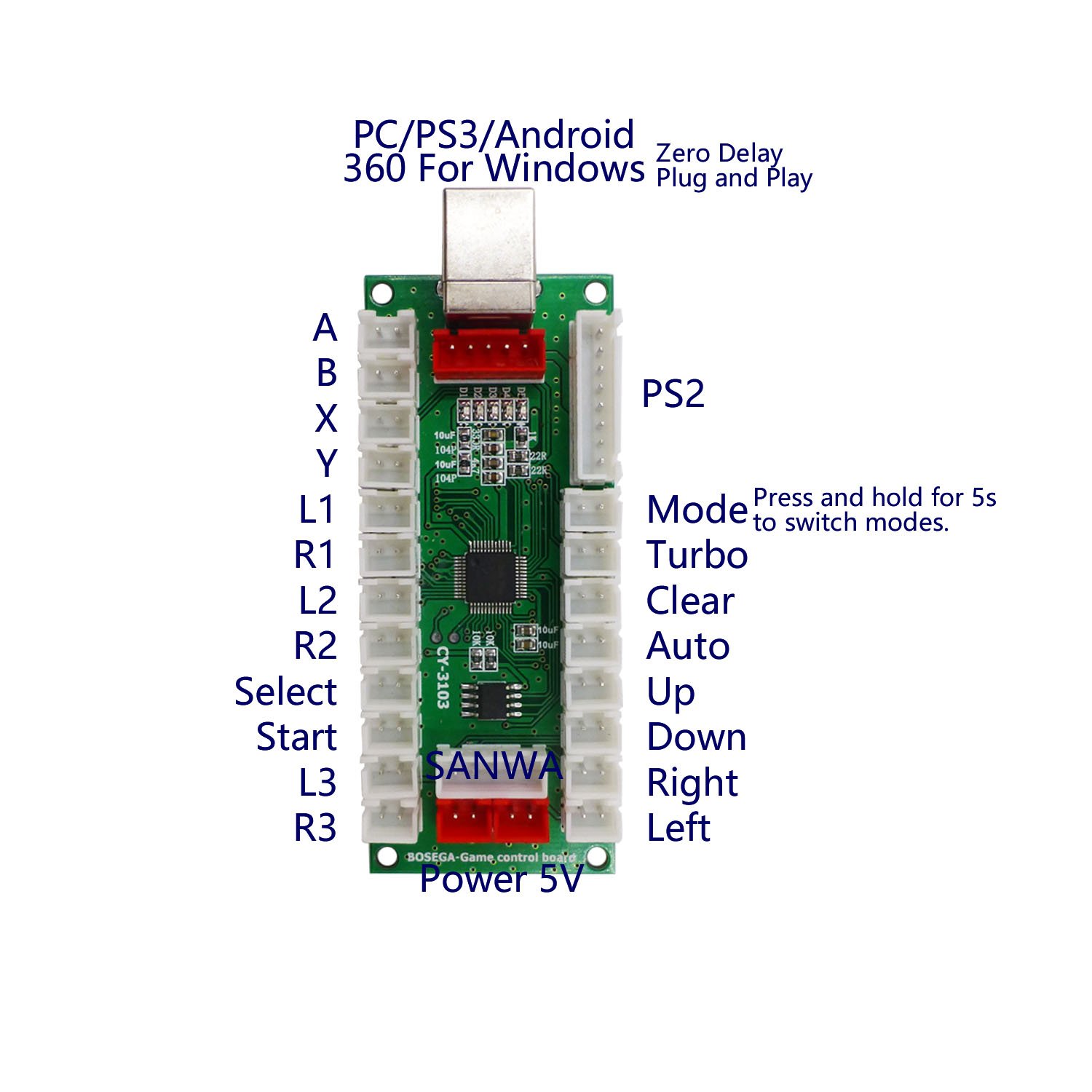 Mua SJ@JX Arcade Game Kit DIY Part Zero Delay PS3 USB Encoder Board ...