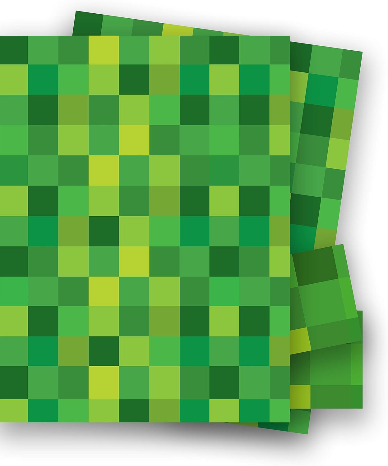 Green Pixel Squares Gift Wrapping Paper – 2 Sheets of Giftwrap and 2 ...