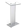 M&T Displays Tempered Clear Glass Conference Podium Stand with Aluminum ...