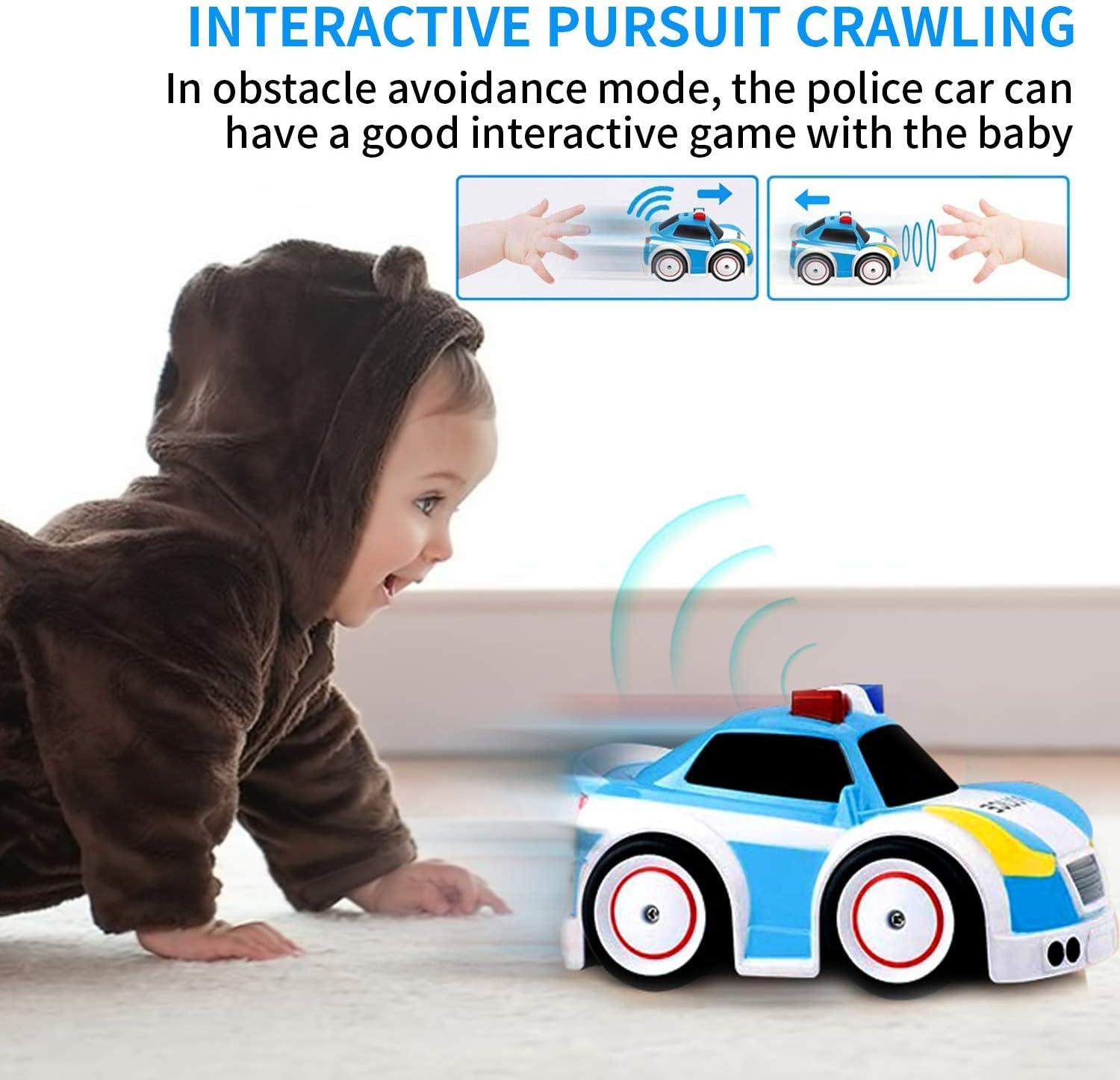 tonason Remote Control Police Toy Car 2.4GHz Motion Gravity Four Modes ...