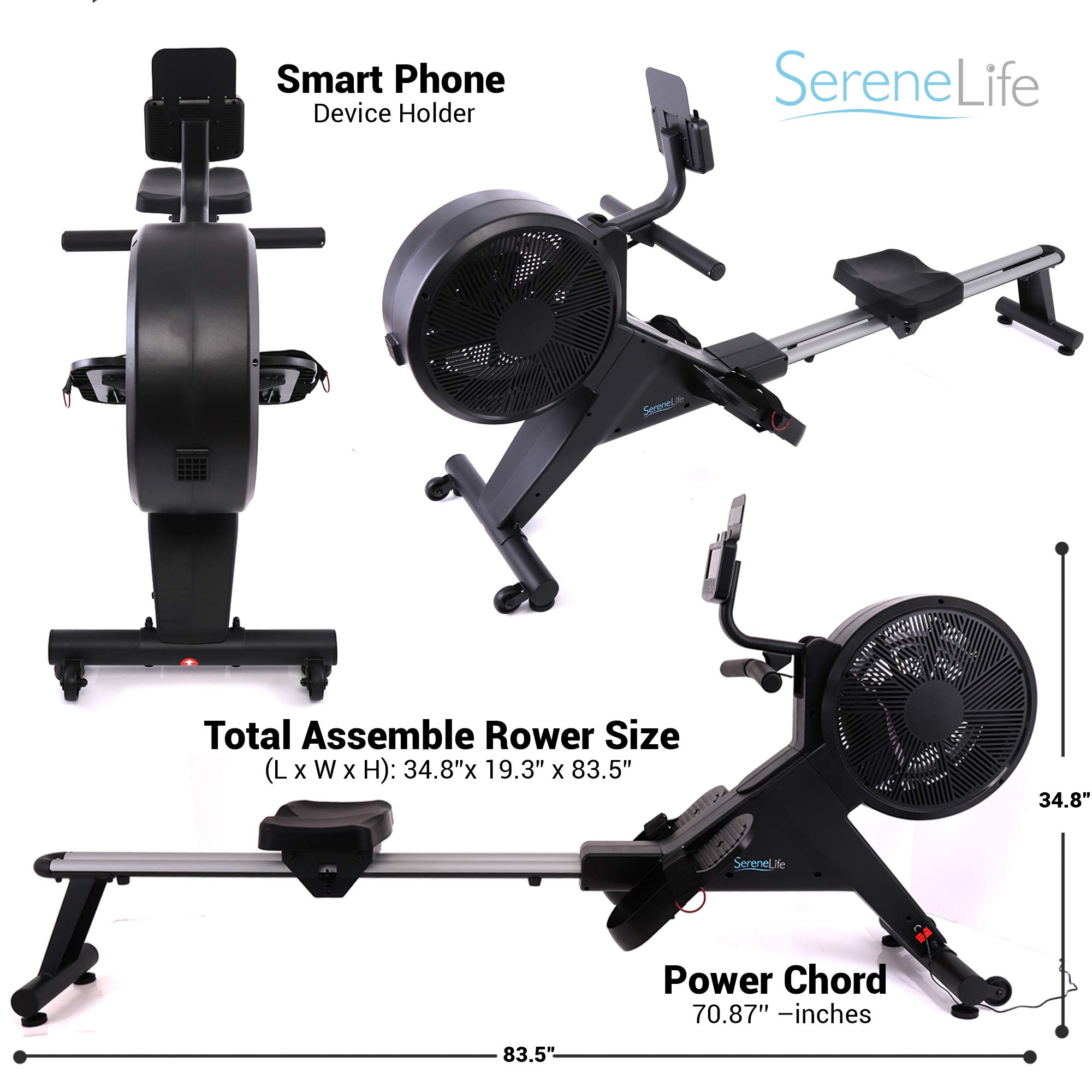 SereneLife Smart Rowing Machine-Home Rowing Machine with Smartphone ...