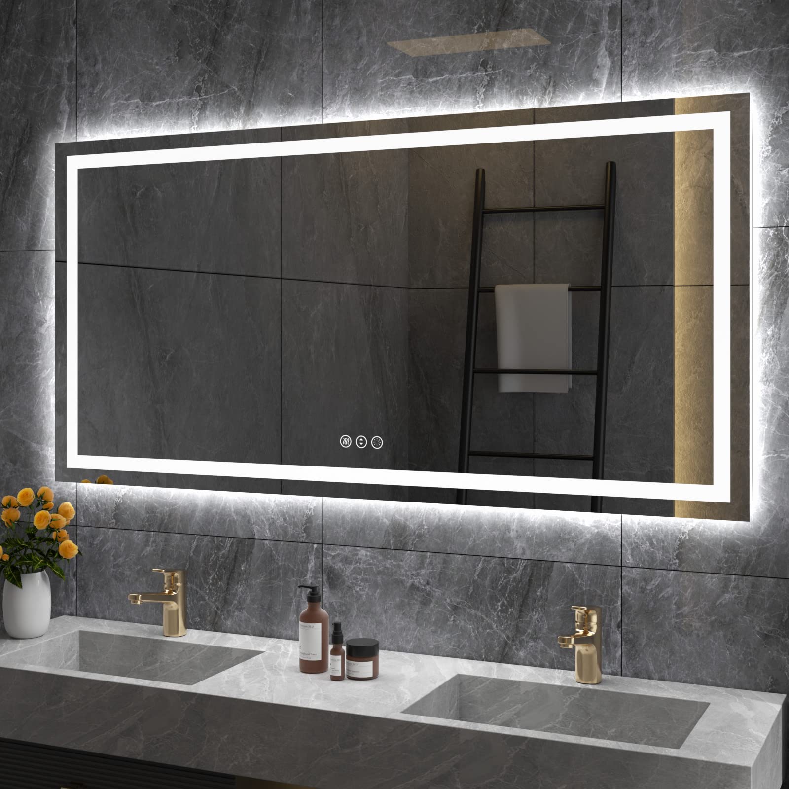 Amorho LED Bathroom Mirror 60" X30" with Front Light and Backlight ...