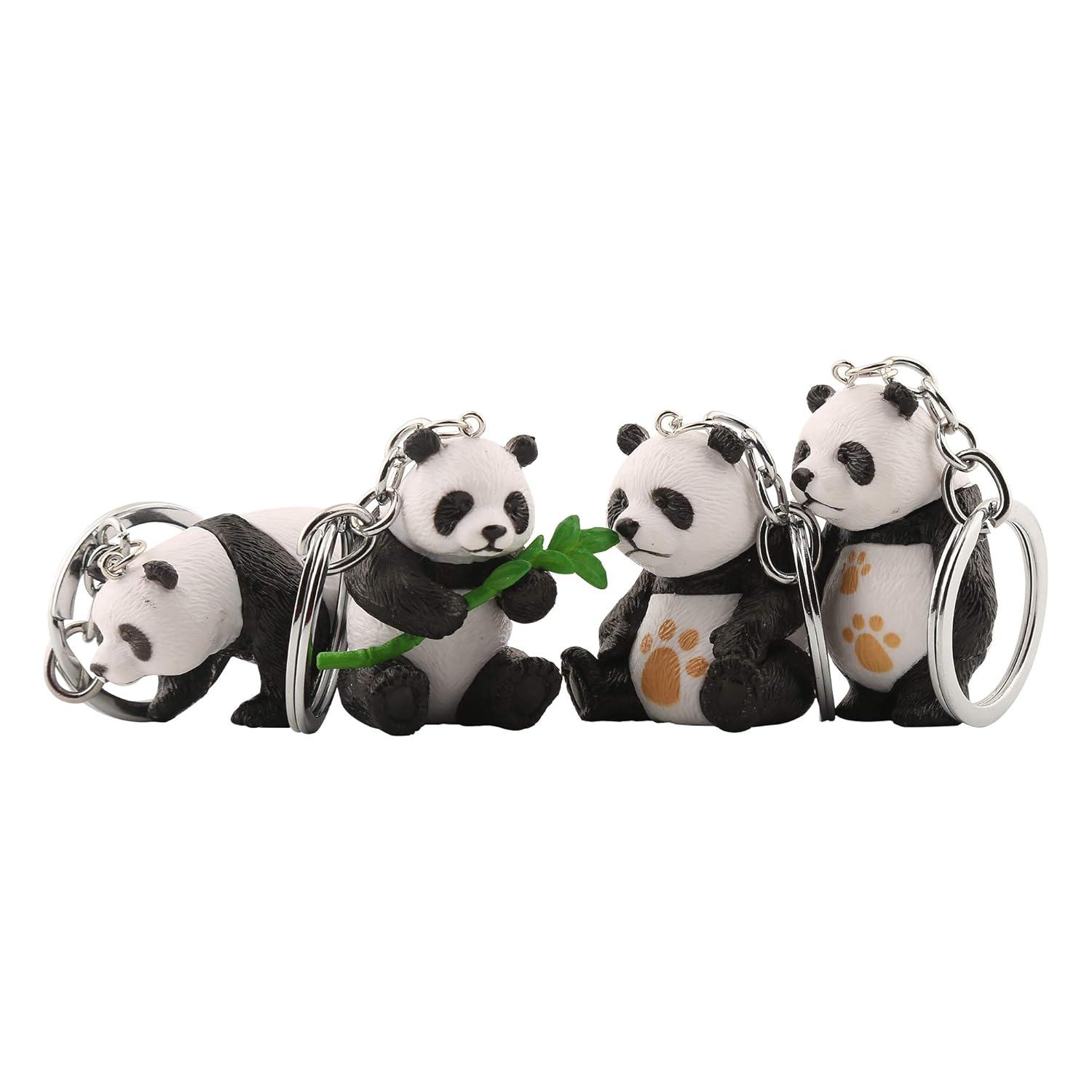 RainSound ABS Panda Animal 3D Figure Cute Keychain Keyring (Pack of 4 ...
