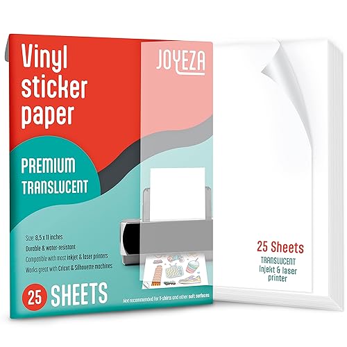 JOYEZA Premium Printable Vinyl Clear Sticker Paper for Inkjet Printer ...