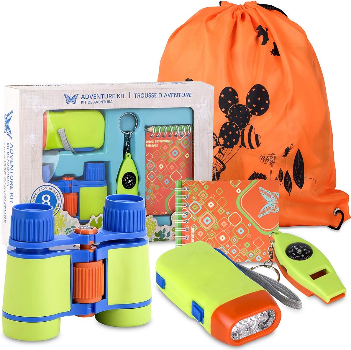 Adventure Kit for Kids -Kids Camping Toys with Binoculars, Flashlight ...