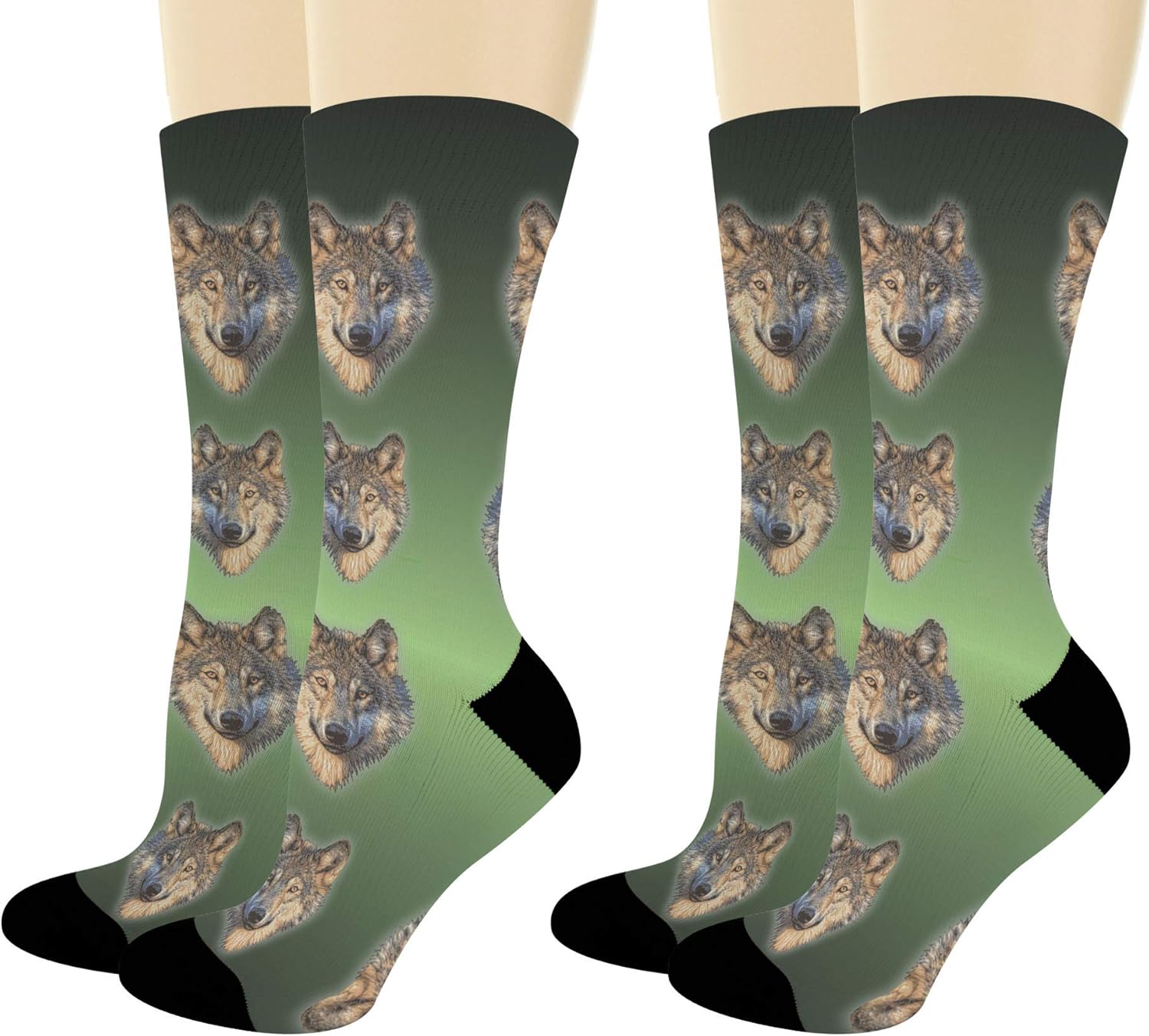 Amazon.com: Wolf Presents Gray Wolf Socks with Wolf Face Wolfs Socks ...