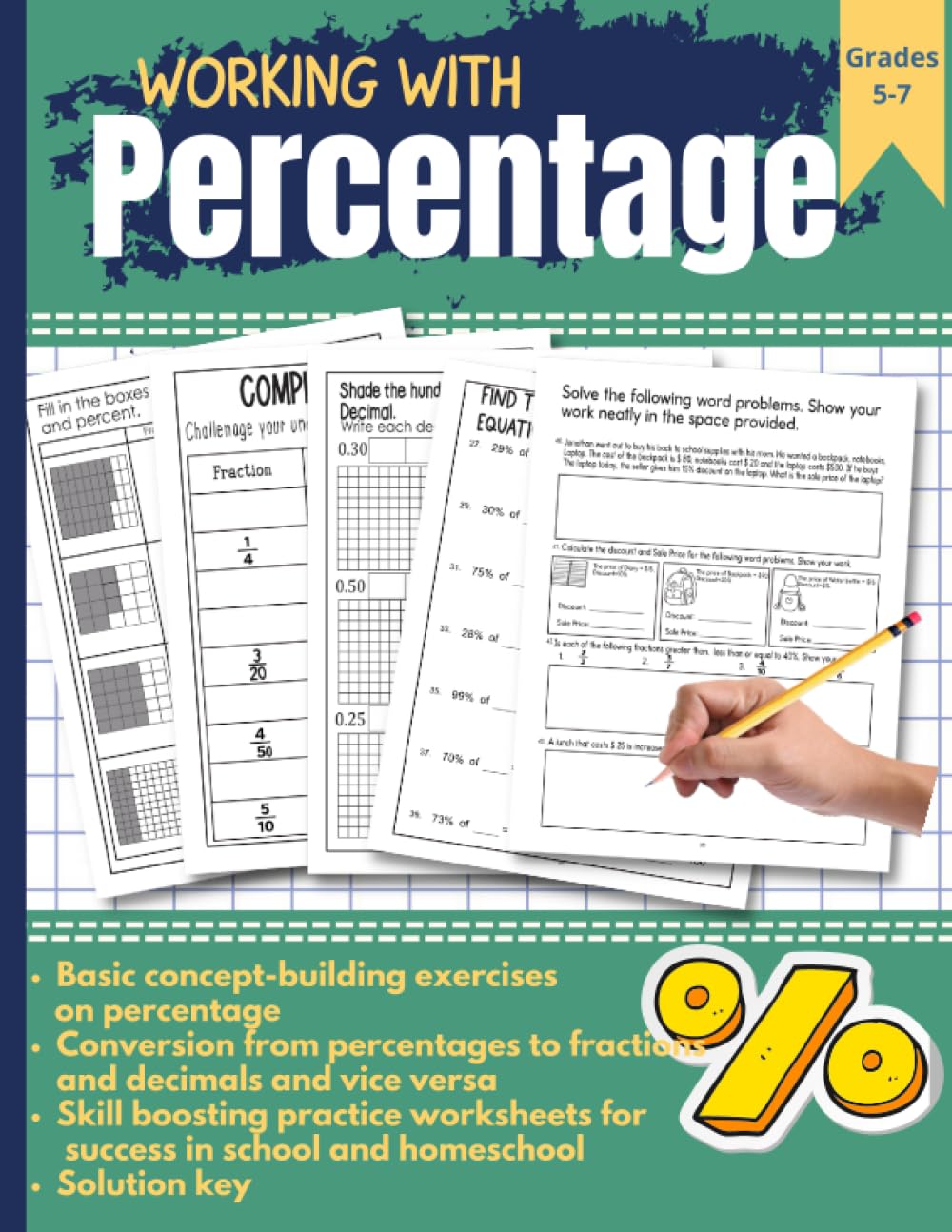 Mua Working with Percentage: Fractions, Decimals, Percents Math ...
