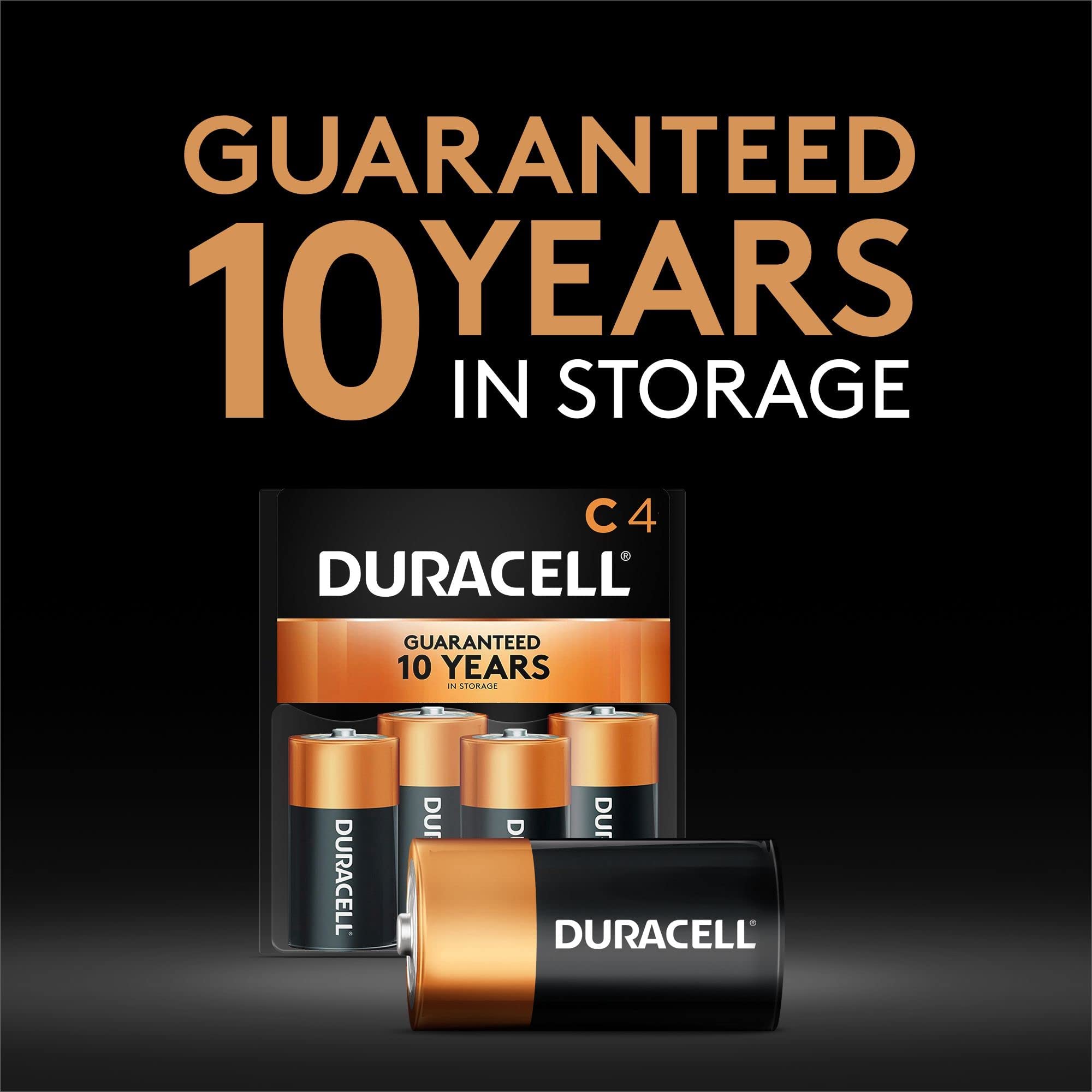 Duracell Coppertop C Batteries, 4 Count Pack, C Battery With Long ...