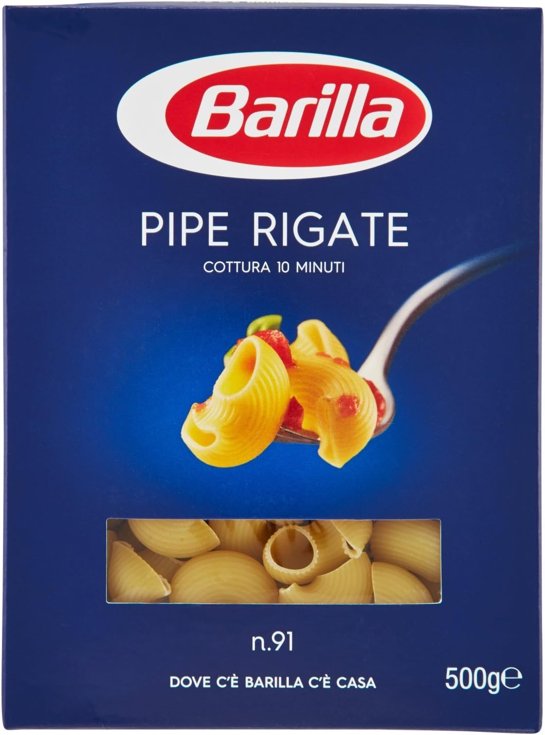 Barilla Pasta Pipe Rigate, Pasta Corta di Semola di Grano Duro, I ...