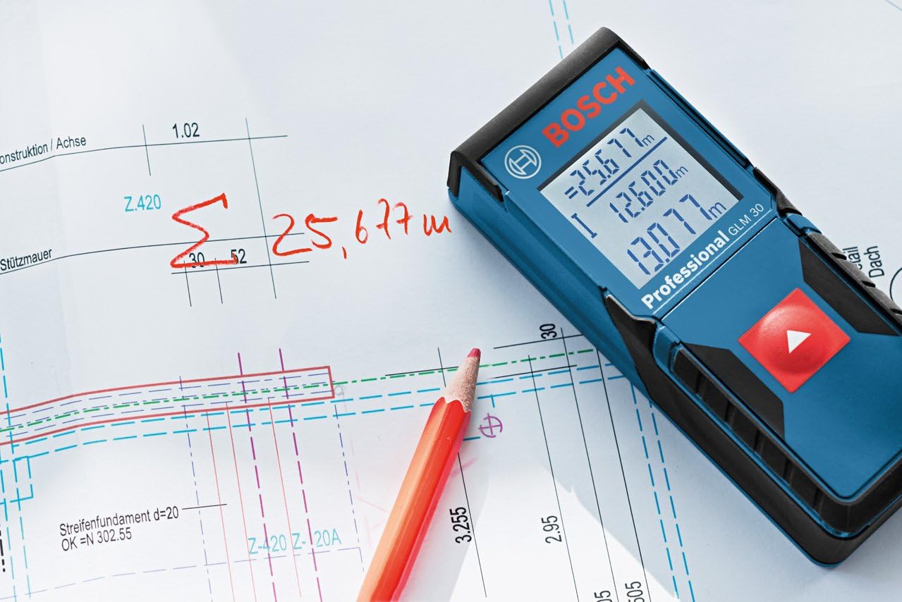 Bosch Professional Laser Measure GLM 30 (Single-Button Use, Imperial ...