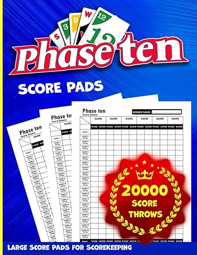 Phase ten Score Sheets: Phase ten Card Game - 120 Large Score Cards for ...