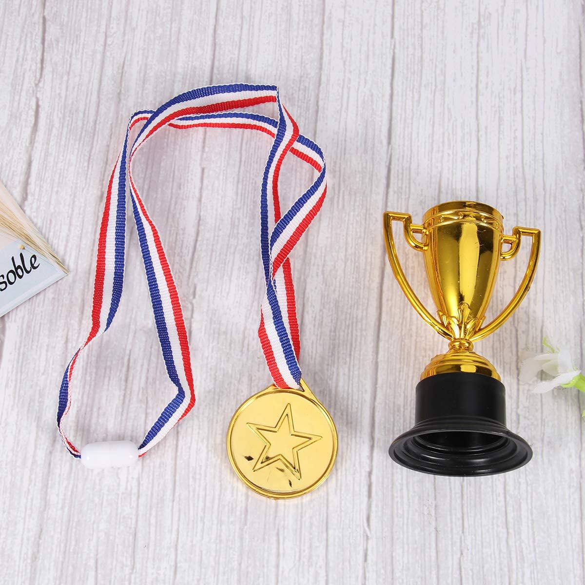 TOYMYTOY Golden Toy Trophy Award Medals Set – 12 Pieces Winner Medals ...