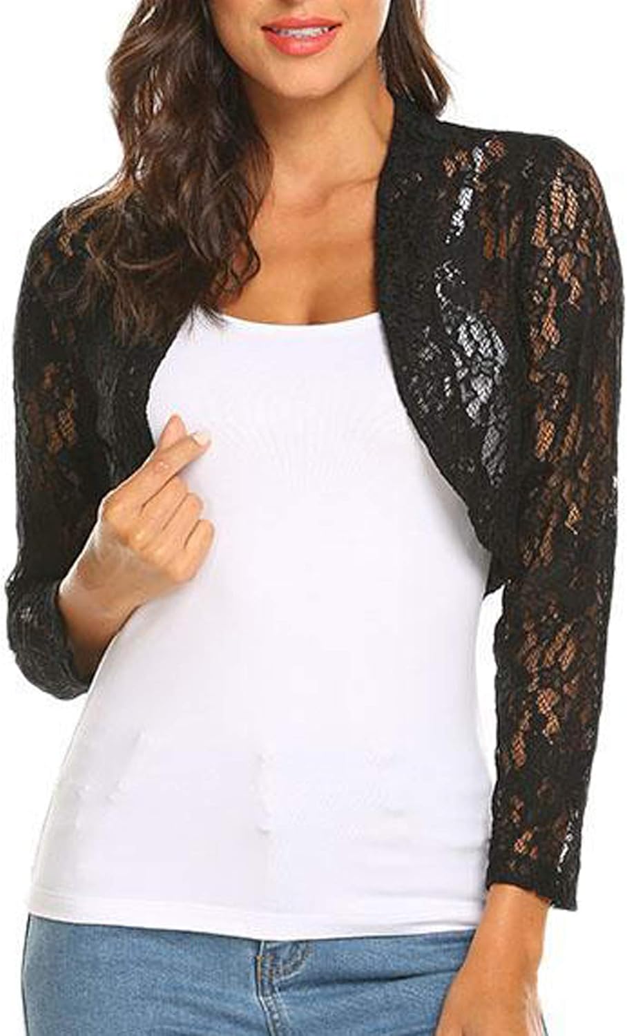 Meaneor - Bolero de encaje floral para mujer, estilo vintage, con parte ...