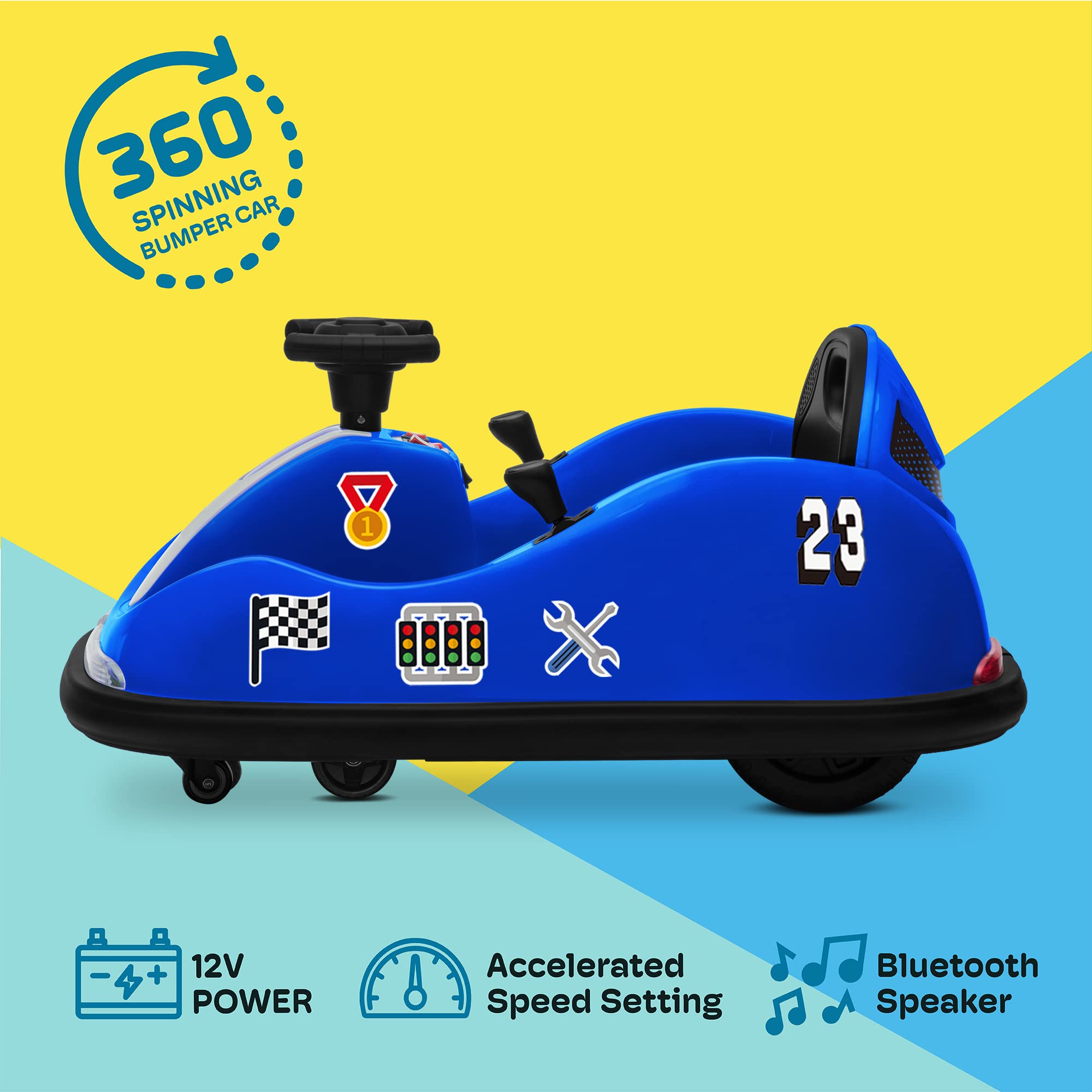 Mua Kidzone 12V 2 Driving Mode (Steering Wheel/Joystick) Ride On Bumper ...
