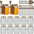 Amazon.com: Woaiwo-q Clear Hexagon Glass Jars, 12 oz 12 Pack with Golden Lids, Wooden Honey ...
