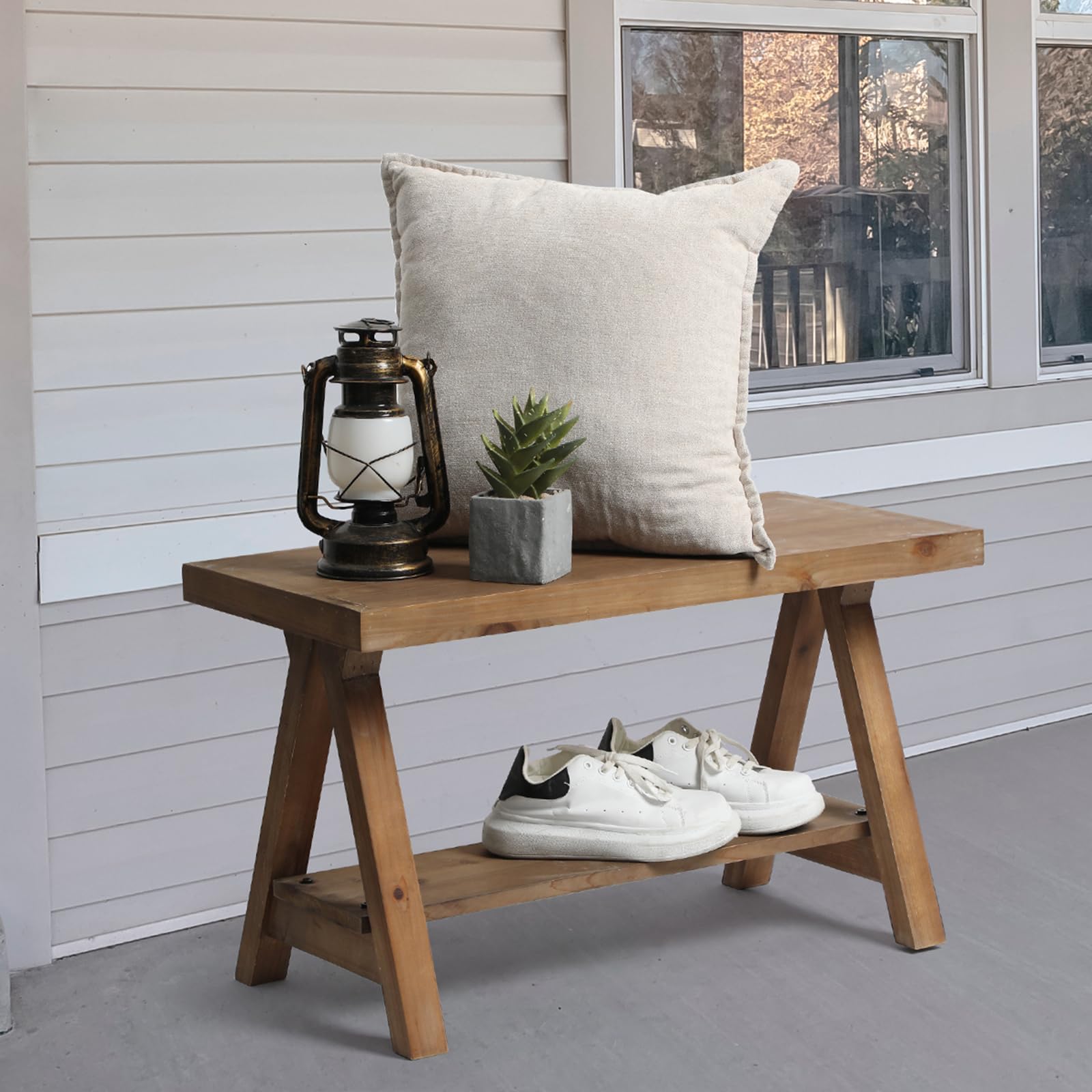 RowyPoey Solid Wood Bench, 30" Farmhouse Entryway Bench for Living ...