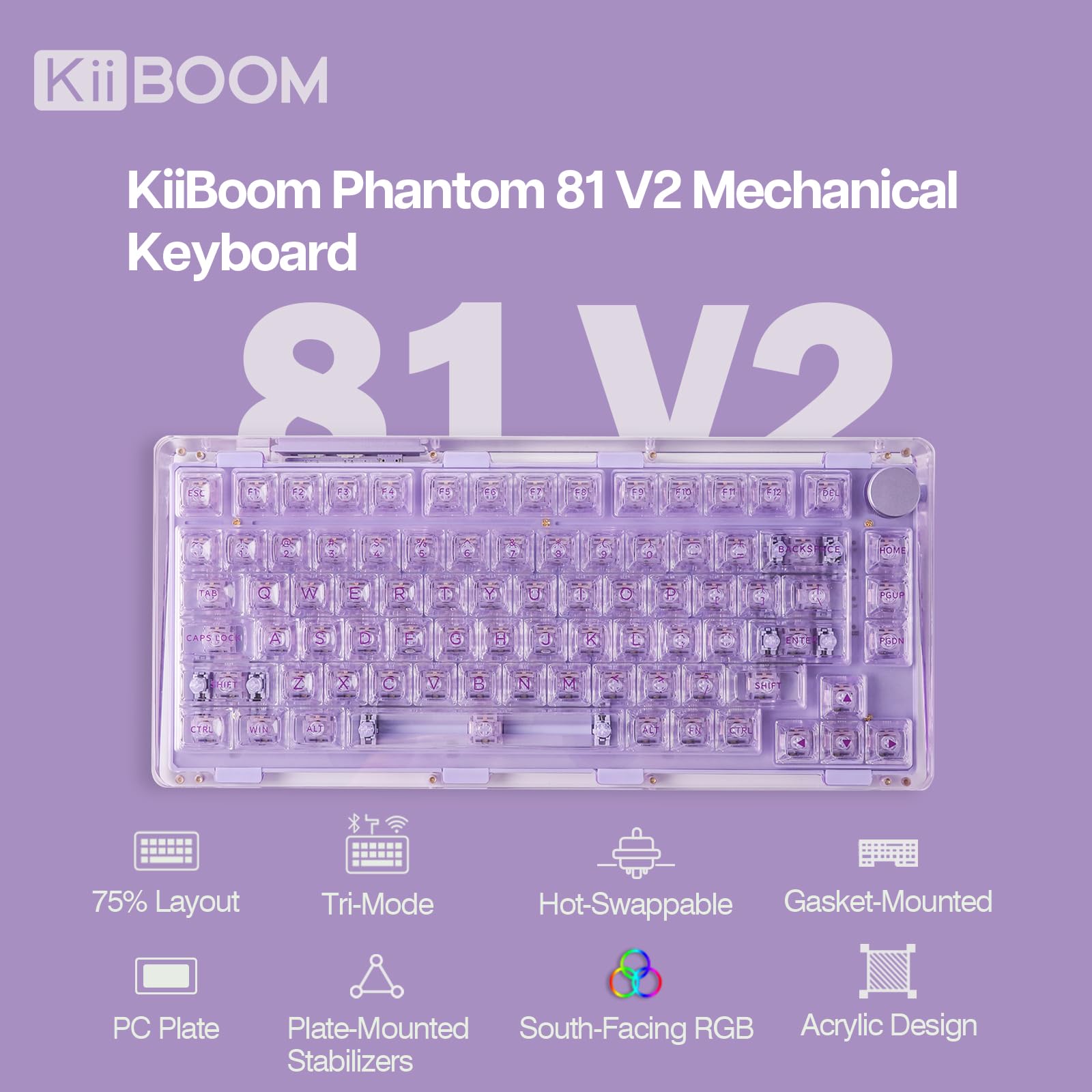Mua KiiBoom Phantom 81 V2 75% Hot Swappable Upgraded Crystal Gasket ...