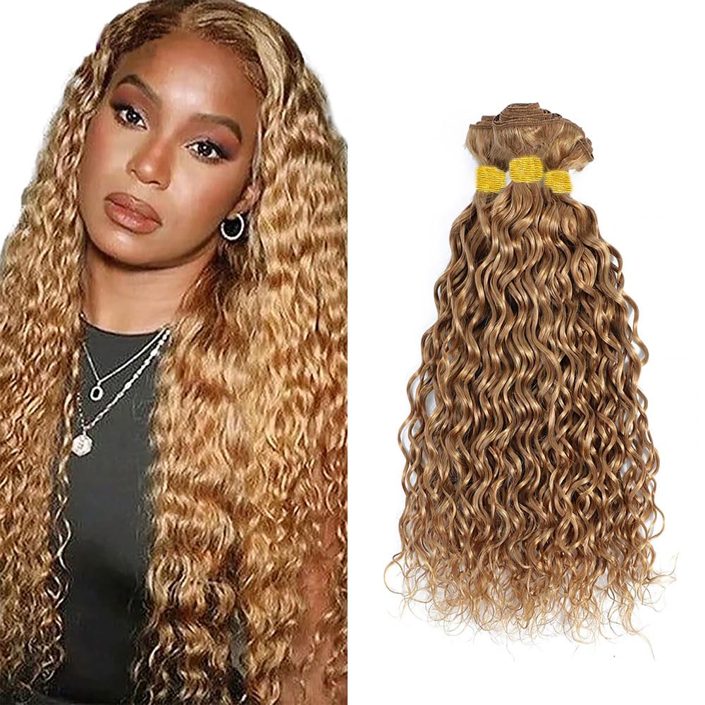 24 26 28 Inch Honey Blonde Bundles Color #27 Water Wave Human Hair ...