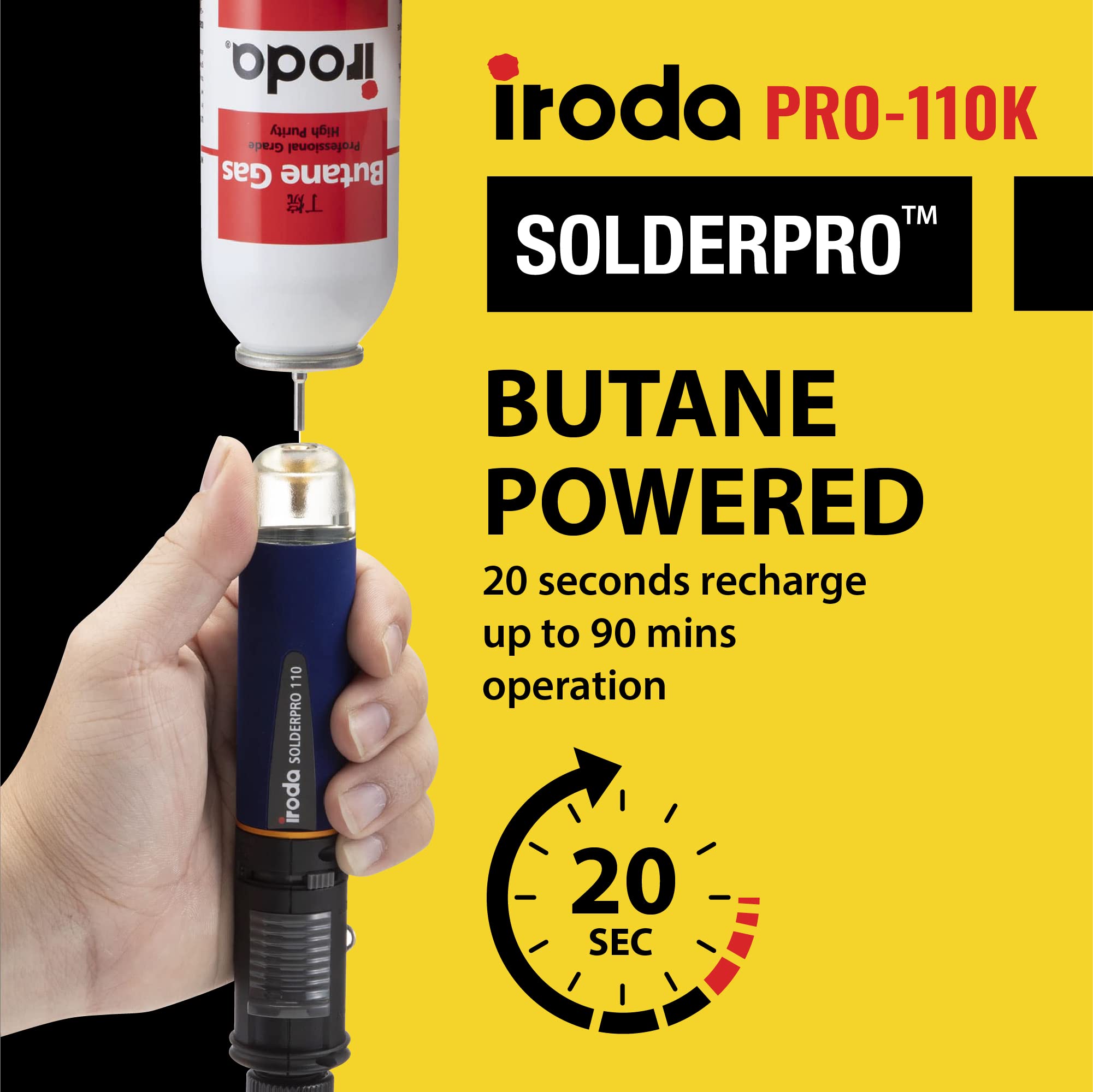 IRODA SOLDERPRO 110K Butane Soldering Iron Kit - Cordless, 4-in-1 Mini ...