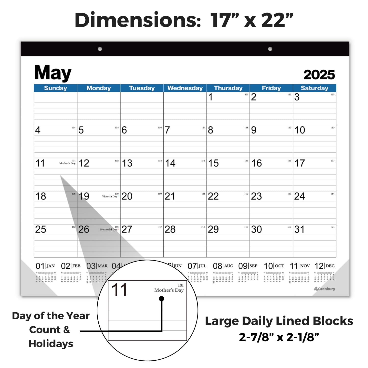 Mua CRANBURY Large Desk Calendar 2025, Use Now to Dec 2025, 22x17 ...