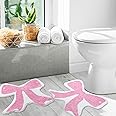 Amazon.com: Duraaamo 2 Pcs Coquette Bow Rugs Cute Pink Bow Shaped Bath ...