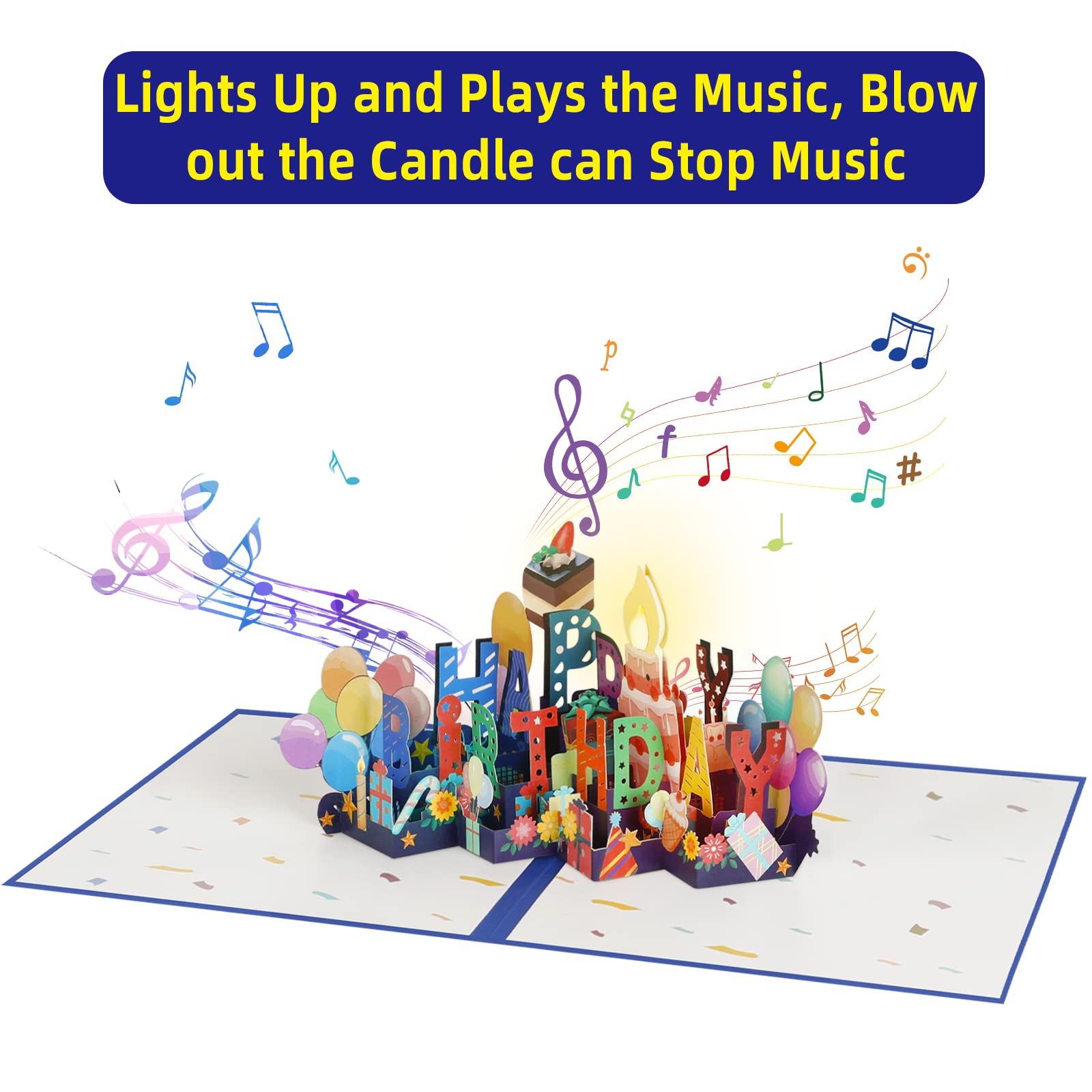 Mua BlueDex Birthday Card, 3D Lights and Music Pop Up Birthday Card ...