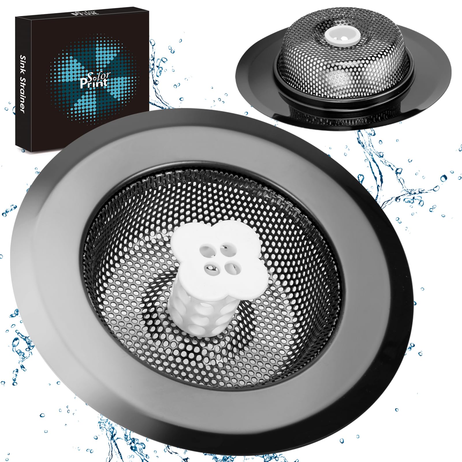 Solorprint Black Kitchen Sink Strainer, Upgrade Mesh Sink Drain Basket ...