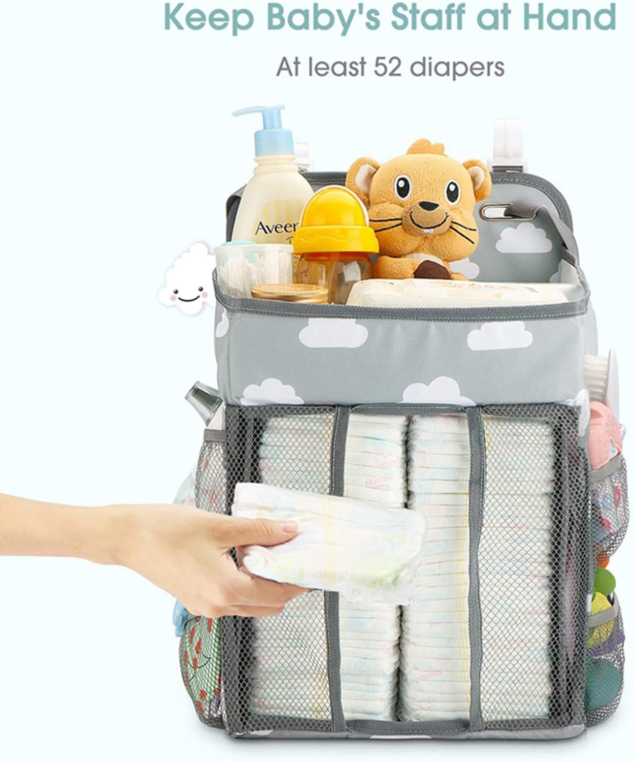 Diaper Caddy Organizer, Baby Crib Nappy Organiser Hanging Changing ...