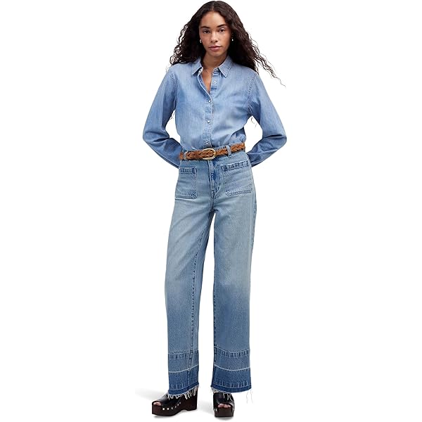 Madewell Womens Patch Pocket Superwide-Leg in Ahern Wash Ahern
