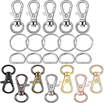 DIY Crafts Key Chain Hooks with Key Rings and D Rings Bulk for Lanyard ...