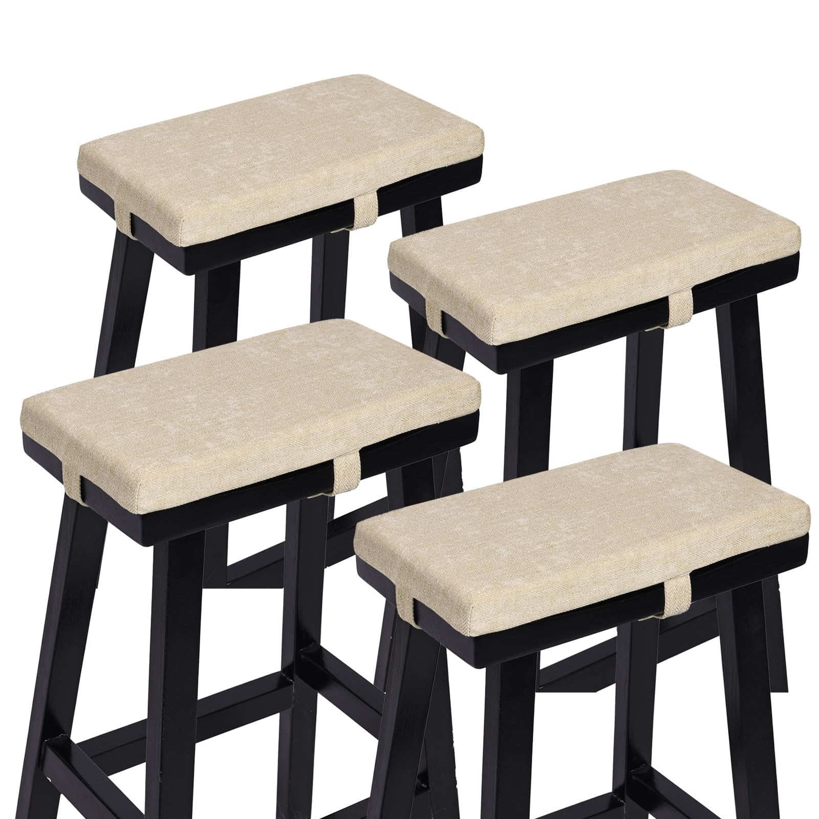 baibu Set of 4 Rectangle Bench Stool Cushion, Non-Slip Saddle Stool ...