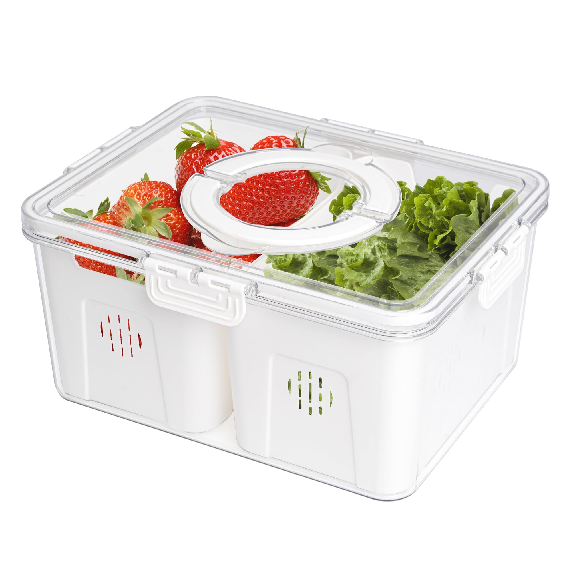 DPCC Clear Divided Food Storage Container with Handle for Veggies ...