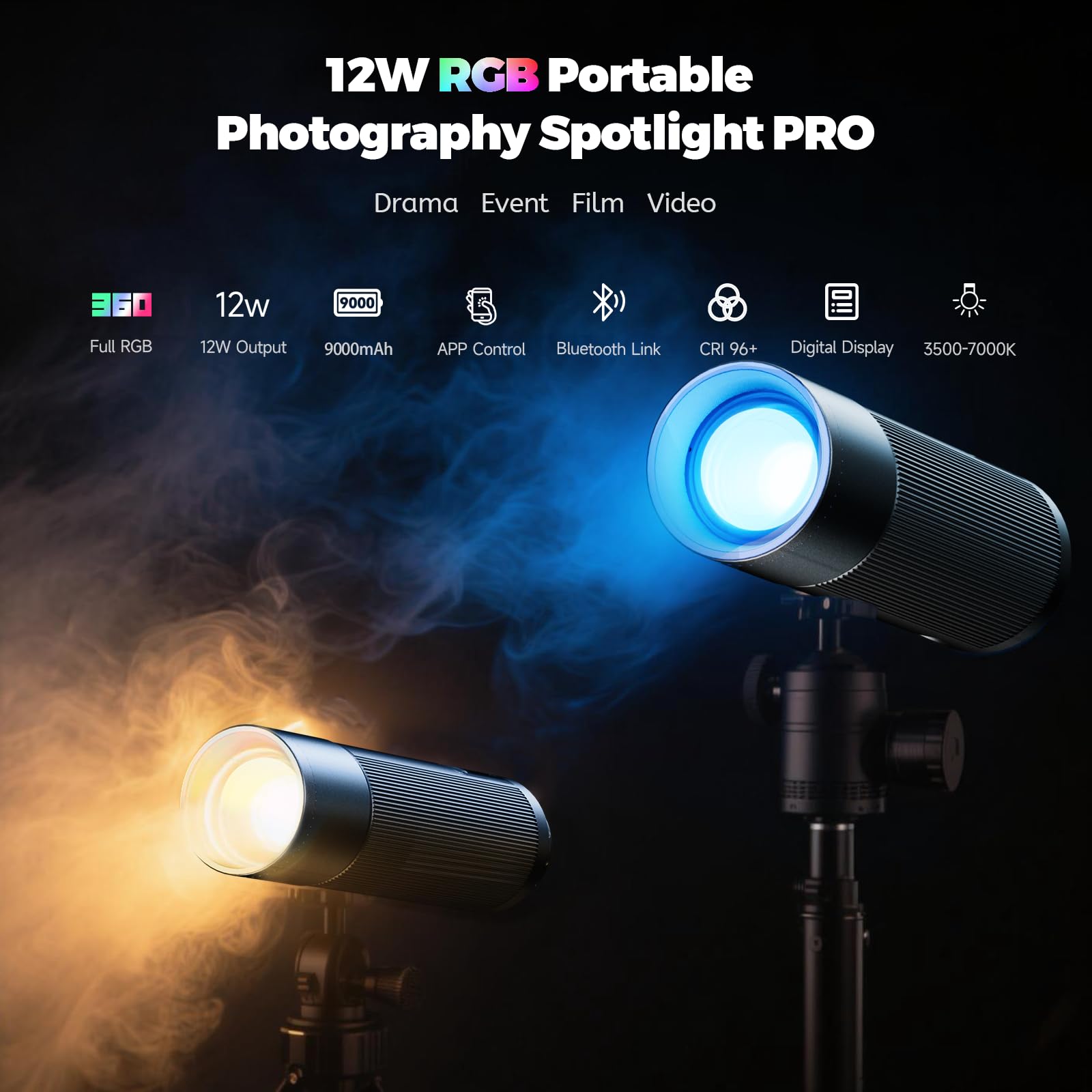 Mua PHOTOOLEX PRO 12W Portable RGB Photography Spotlight, 360° Full ...