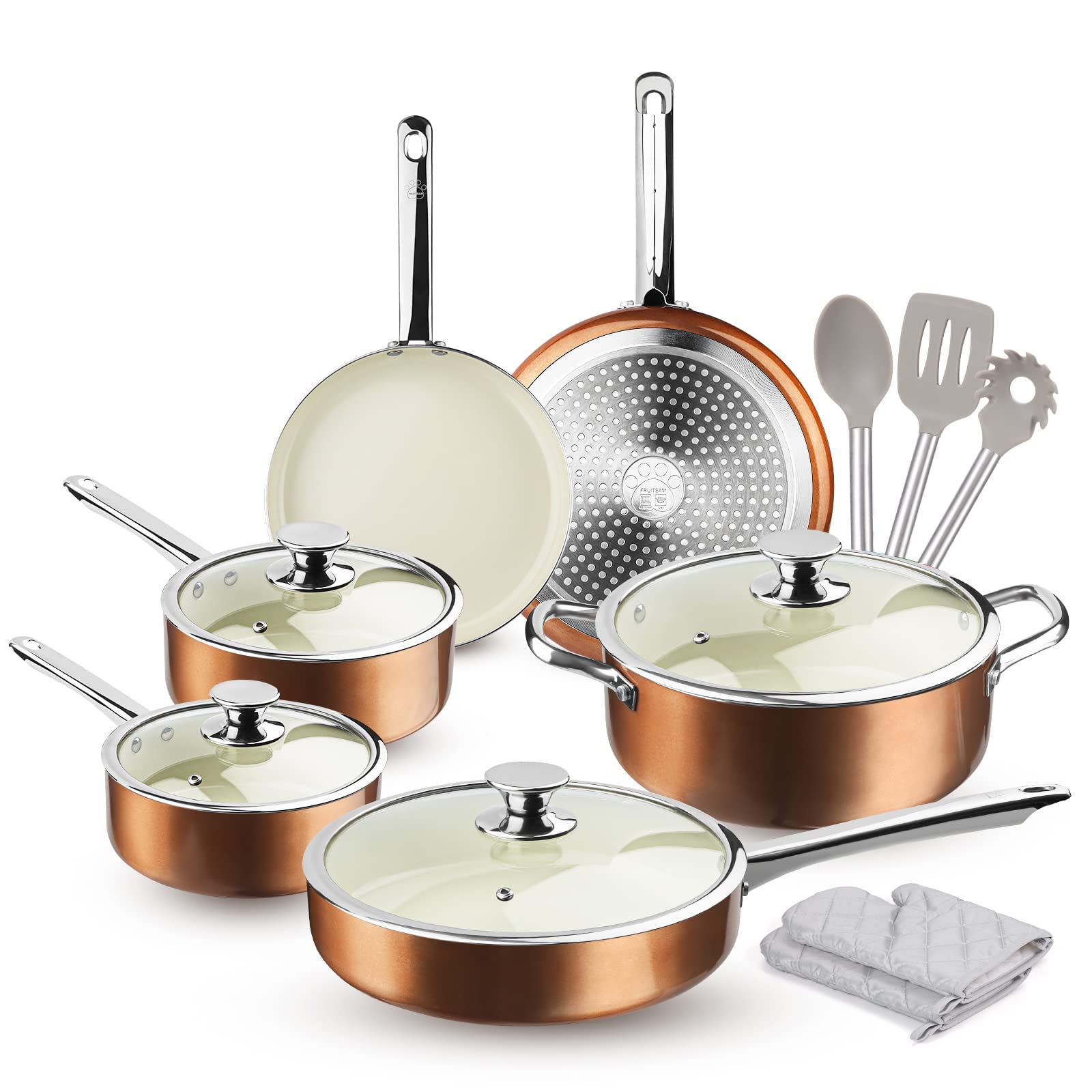 Mua FRUITEAM 13-Piece Cookware Set Non-stick Ceramic Coating Cooking ...